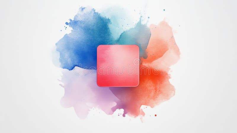 Vibrant Watercolor Splash with Red Square, Abstract Art Background for ...