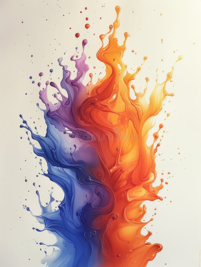 Vibrant Watercolor Splash on White Generative AI Stock Illustration ...