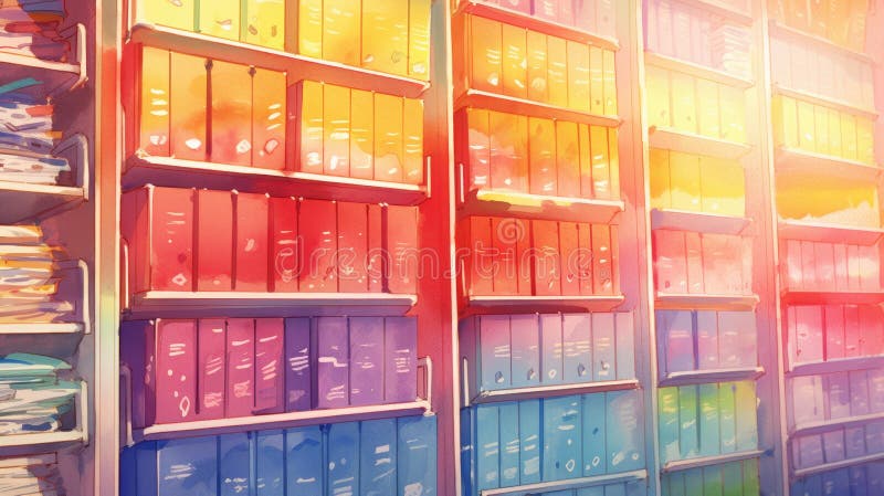 Vibrant Watercolor Style Illustrations of Folder Paperwork for a ...