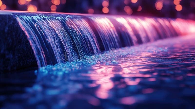 Vibrant Waterfall Cascading Down a Sleek Surface, Creating a Dynamic ...