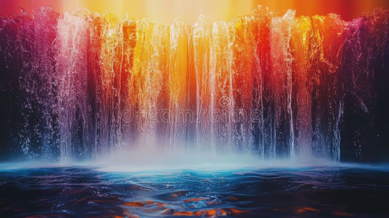 Vibrant Waterfall Cascading Down a Sleek Surface, Creating a Dynamic ...