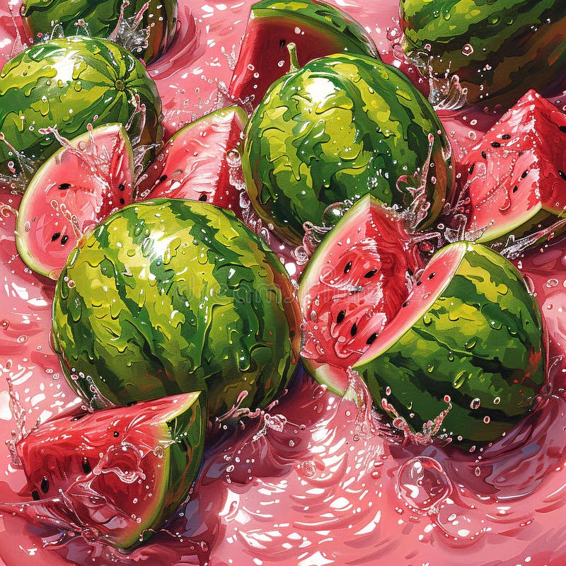Vibrant Watermelon Compositions for Any Project. Stock Illustration ...
