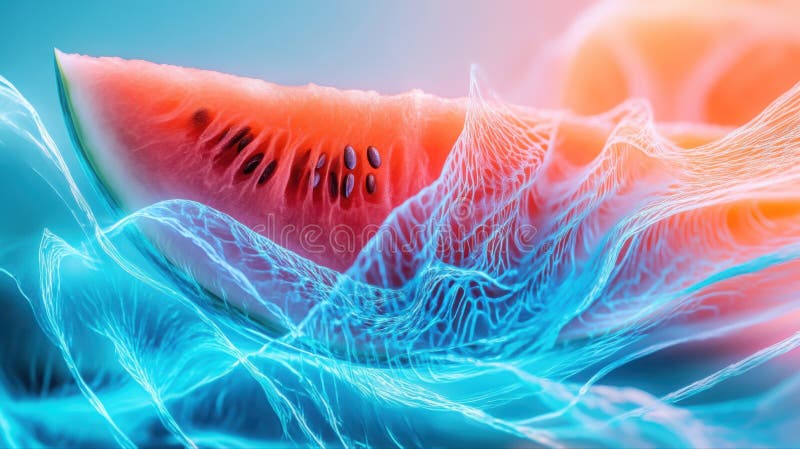Vibrant Watermelon with Inverted Colors Creating a Surreal Visual ...