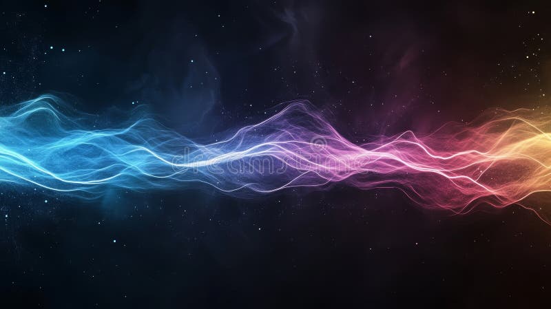 A Vibrant Wave of Blue, Pink, and Orange Light Flows through a Dark ...