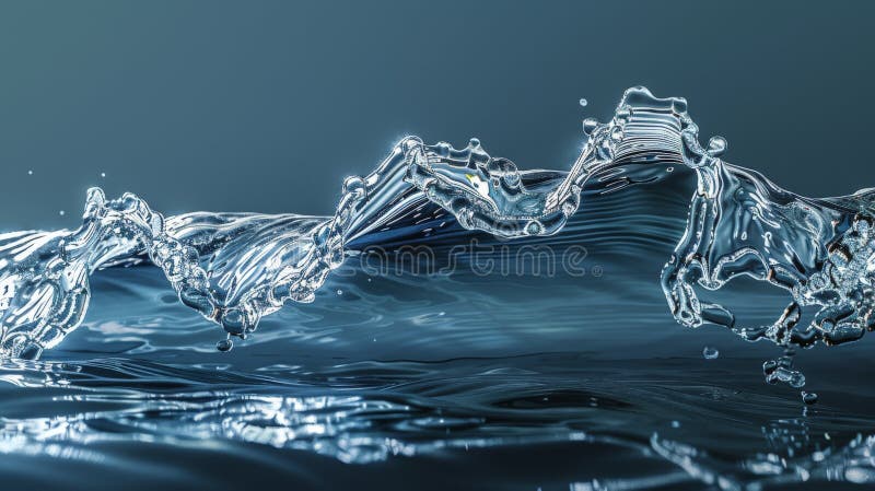A Vibrant Wave of Clean, Transparent Water Rises Elegantly Above a Deep ...