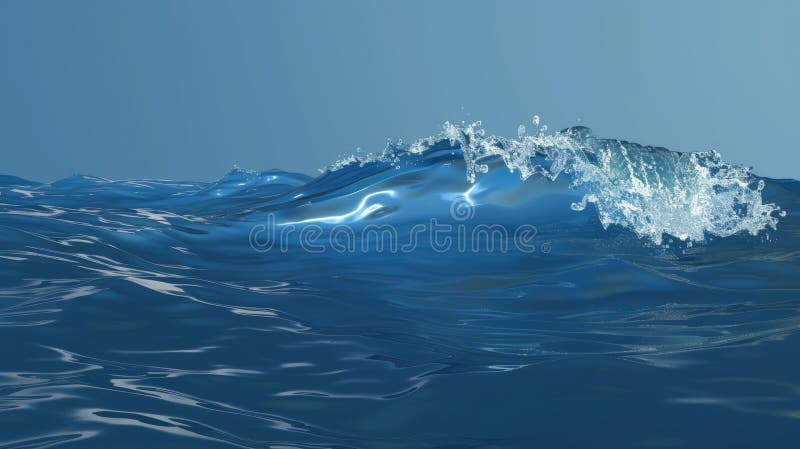 A Vibrant Wave Forms and Breaks in a Deep Blue Ocean, Reflecting ...