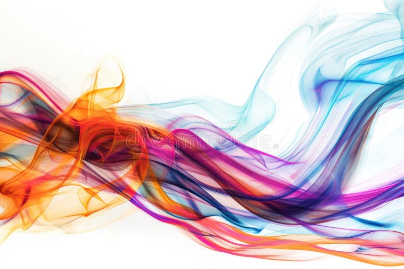 A Vibrant Wave of Smoke Against a Plain White Background Stock Image ...