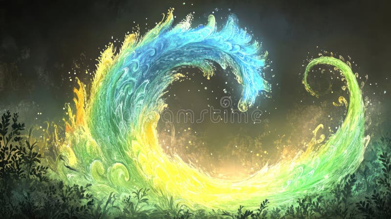 A Vibrant Wave of Swirling Colors, Depicting a Dynamic Natural ...