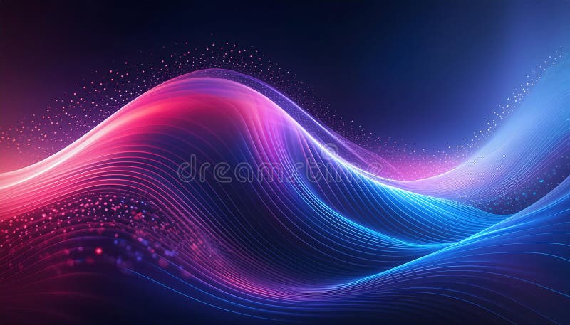 Vibrant Waves of Blue and Pink Light Flow in a Dynamic, Abstract ...