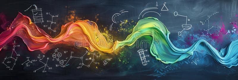 Vibrant Waves of Chalk Create a Striking Visual on a Chalkboard ...