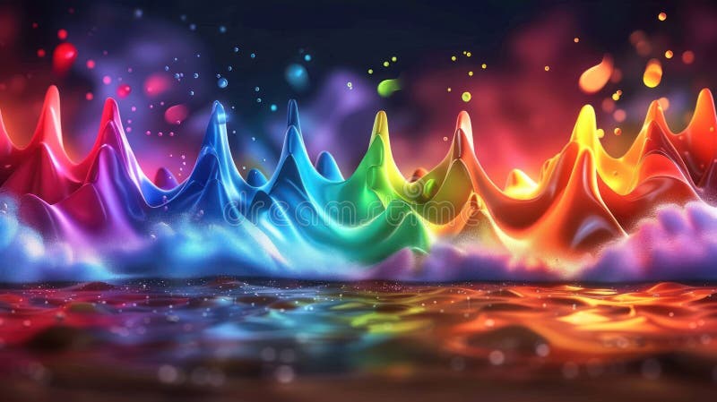 Vibrant Waves of Color Ripple Across a Reflective Surface, Creating an ...