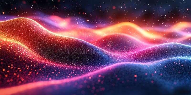 Vibrant Waves of Light Create an Abstract Landscape in a Dynamic Color Spectrum at Night Stock ...