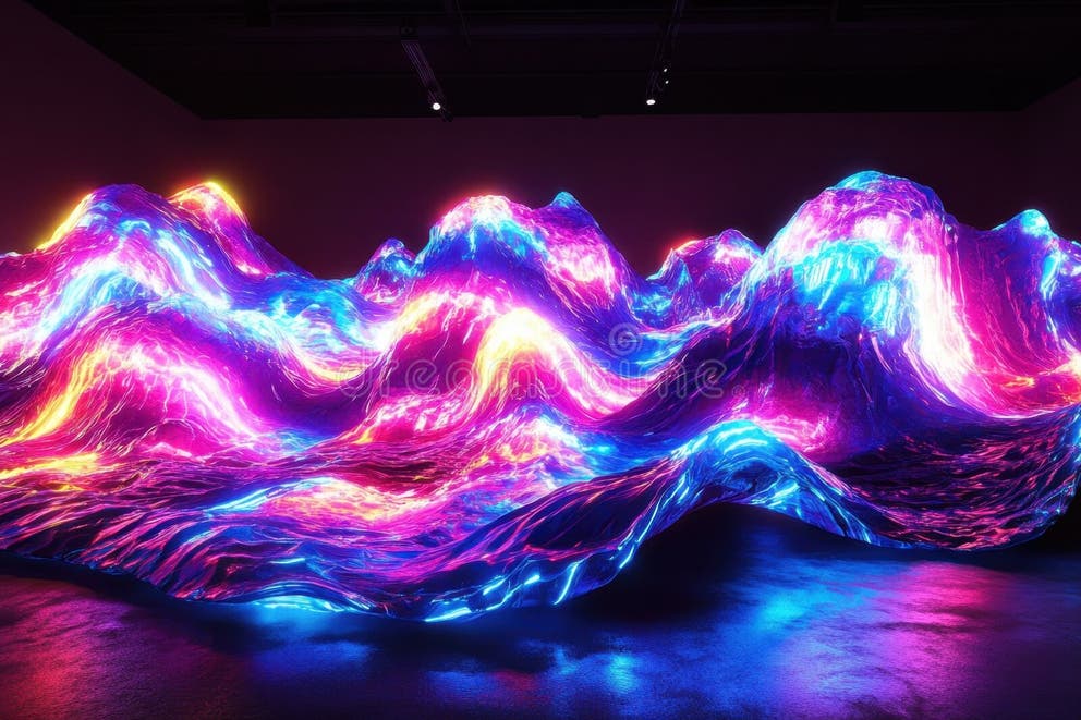 Dynamic Light Installation Simulating Colorful Waves in an Art Space ...