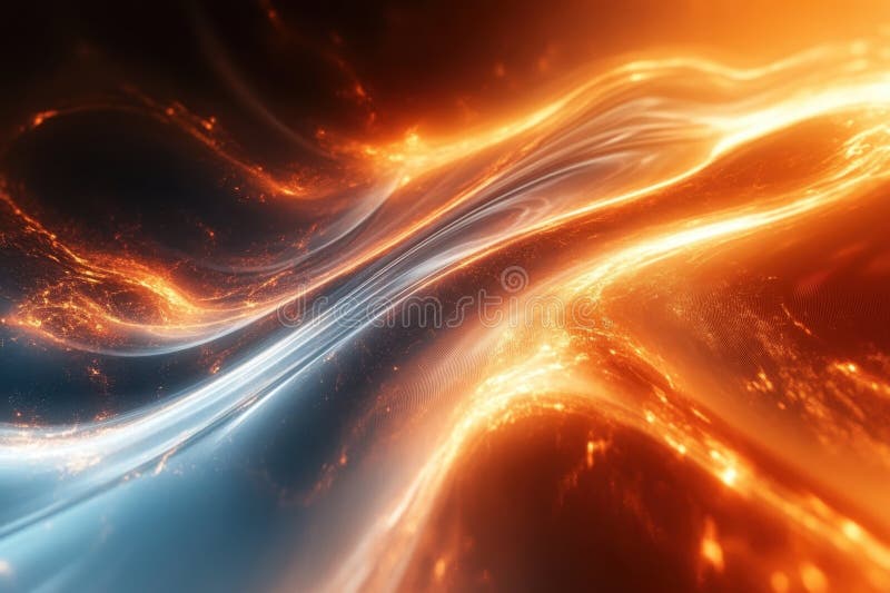 Dynamic Wave Patterns of Orange and Blue Light Merging in an Abstract ...