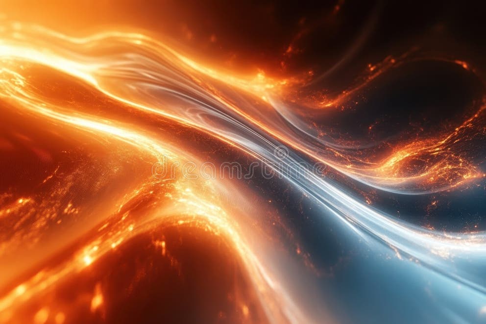 Dynamic Wave Patterns of Orange and Blue Light Merging in an Abstract ...