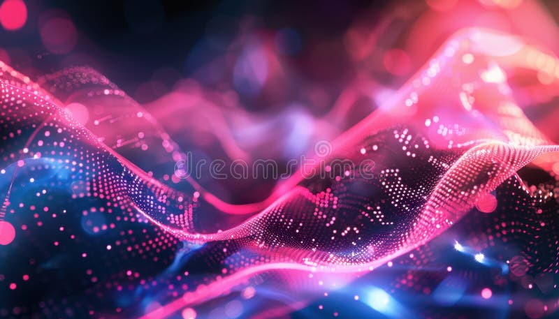 Abstract Digital Waves in Vibrant Pink and Blue Colors Representing ...