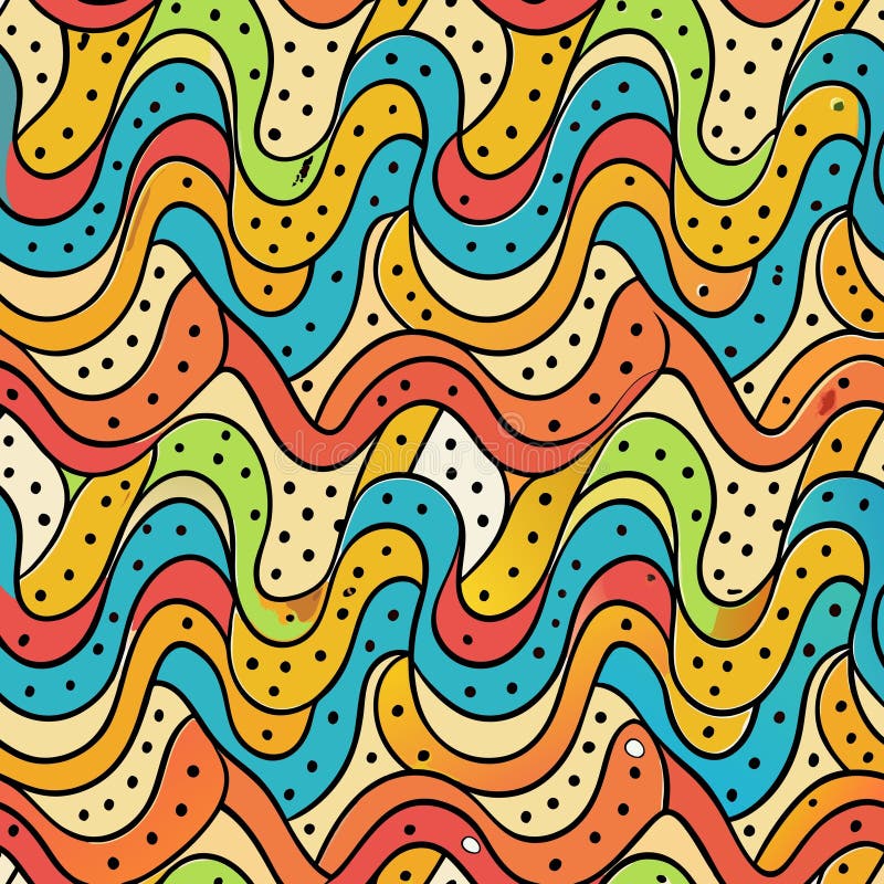 Vibrant, Wavy, and Dotted Pattern Design Stock Illustration ...