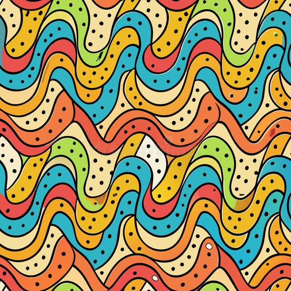 Vibrant, Wavy, and Dotted Pattern Design Stock Illustration ...