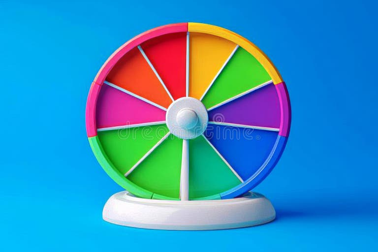 A Vibrant Wheel of Fortune or Lucky Spin Device is Set Against a White ...