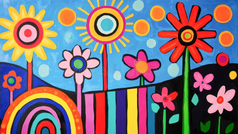 Vibrant Whimsical Childlike Abstract Background with Bold Colors and ...