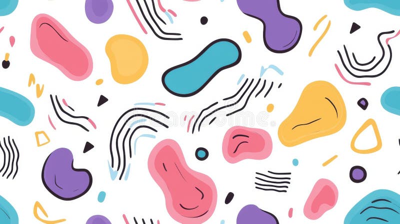 Vibrant, Whimsical Doodle Patterns Burst with Color, Inviting ...