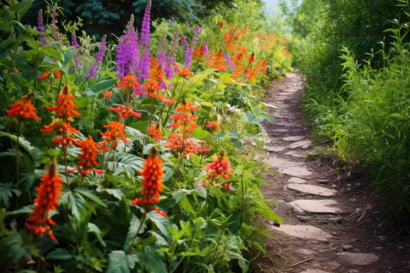 Vibrant Wild Herbs Growing Along a Path Stock Photo - Image of vibrant ...