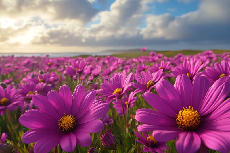 Vibrant Wildflower Field Showcasing a Stunning Array of Colors Against ...