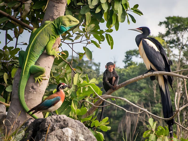 Vibrant Wildlife Conservation Background with Endangered Animals Stock ...