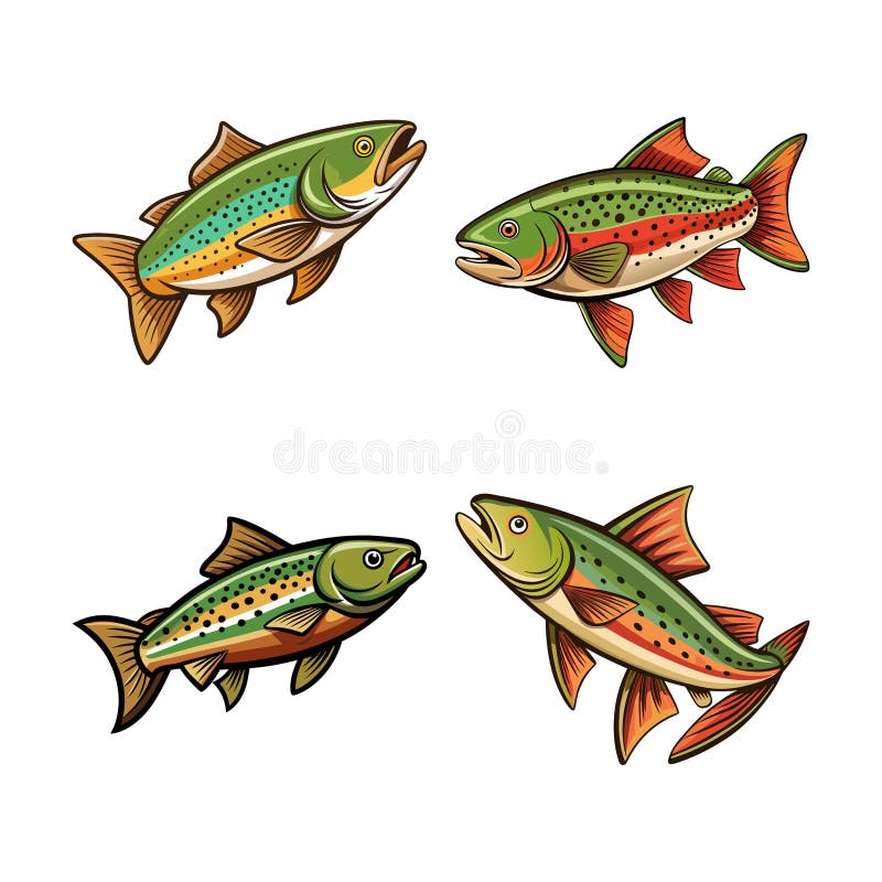 Vibrant Wingtip Trout Fish Realistic Art Stock Vector - Illustration of ...