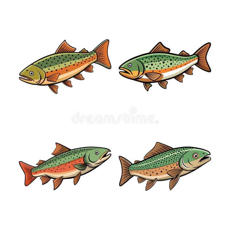 Vibrant Wingtip Trout Fish Realistic Art Stock Vector - Illustration of ...