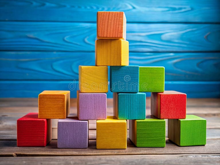 Vibrant Wooden Block Stacking a Visual Exploration of the Rule of ...