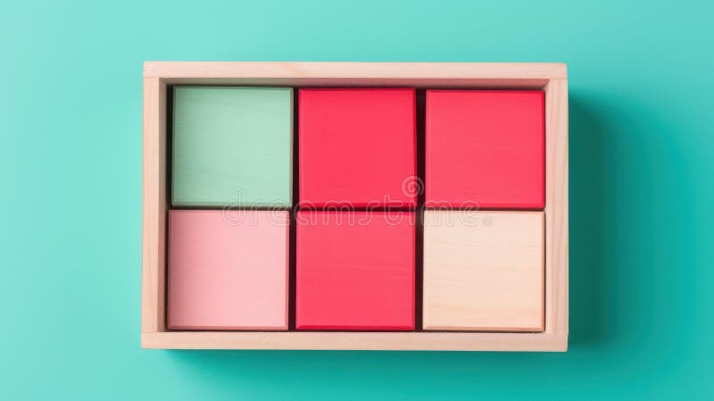 Vibrant Wooden Blocks in Box Stock Illustration - Illustration of green ...