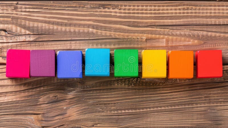 Vibrant Wooden Blocks in Hues of the Rainbow Arranged Artistically on a ...