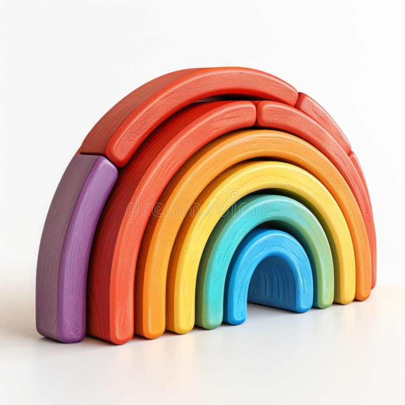 Vibrant Wooden Rainbow Stacker Toy on White Background Stock Photo ...