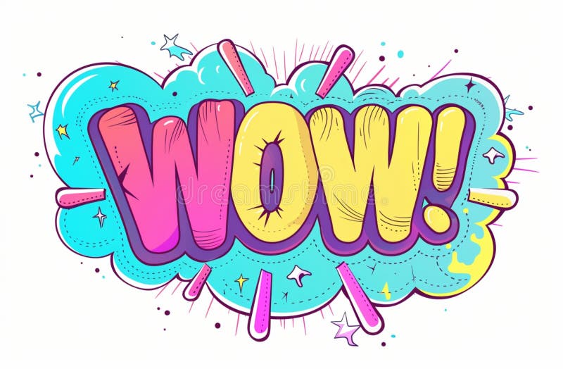 Vibrant WOW! Speech Bubble Vector Illustration Stock Illustration ...