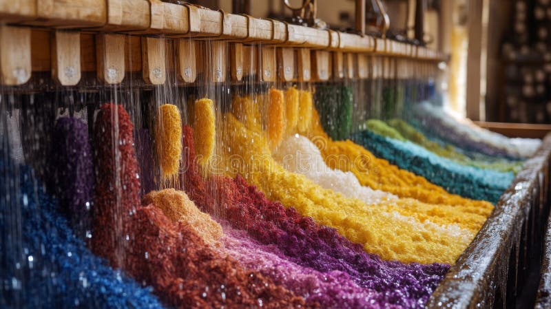 Vibrant Yarn Dyeing Process in a Textile Factory Stock Illustration ...