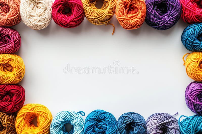 Vibrant Yarn Rolls are Neatly Arranged in a Grid Format, Surrounded by ...