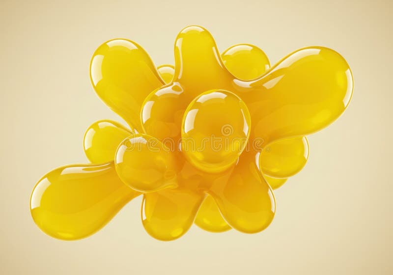Vibrant Yellow Abstract Liquid Form with Smooth Glossy Surface Stock ...