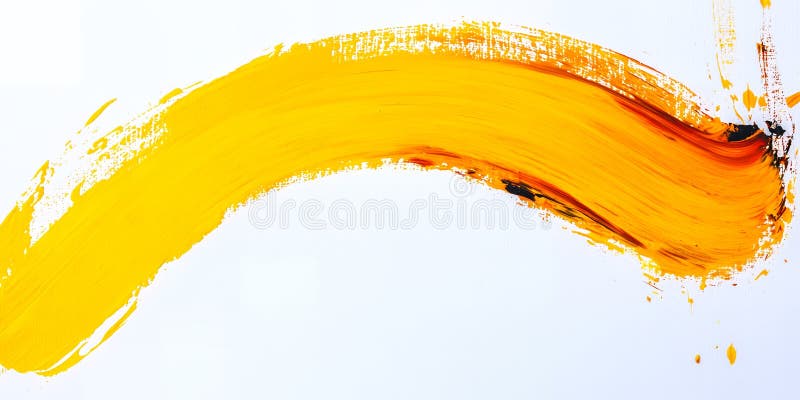 Vibrant Yellow Abstract Paint Stroke on White Background Artistic ...