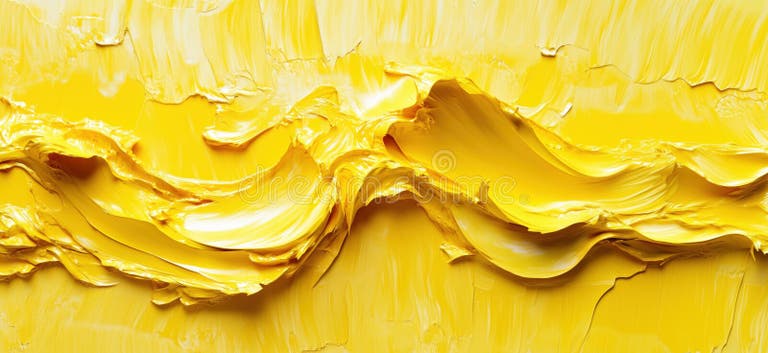 Vibrant Yellow Abstract Texture with Thick Paint Strokes and Dynamic ...