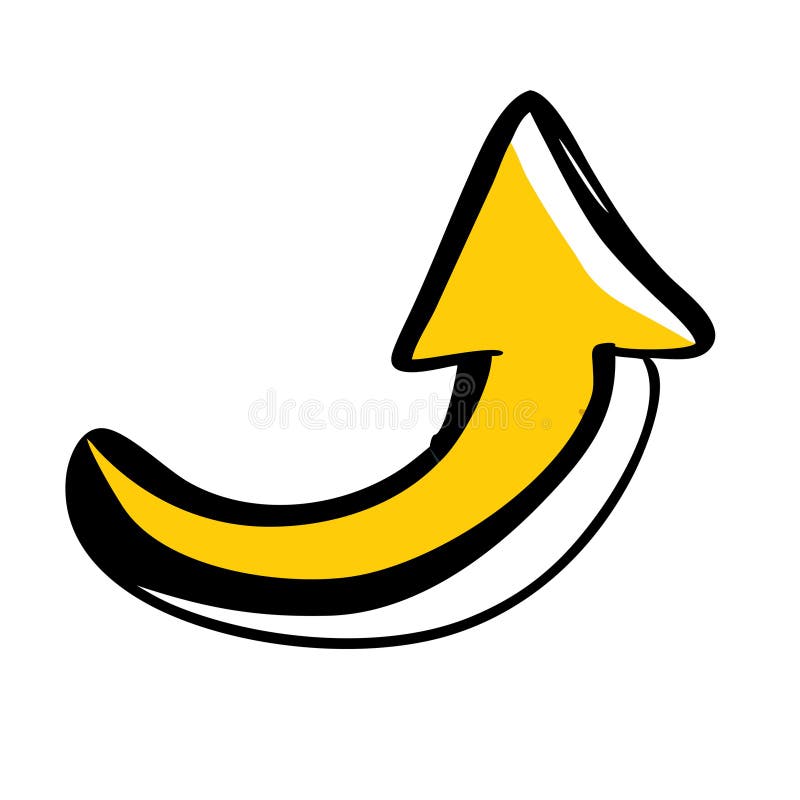 A Vibrant Yellow Arrow Points Stock Illustration - Illustration of ...