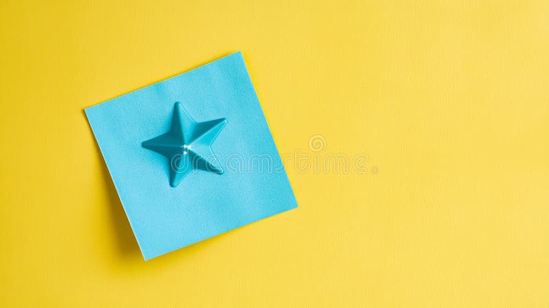 Vibrant Yellow Background with Blue Sticky Note Featuring a Star ...