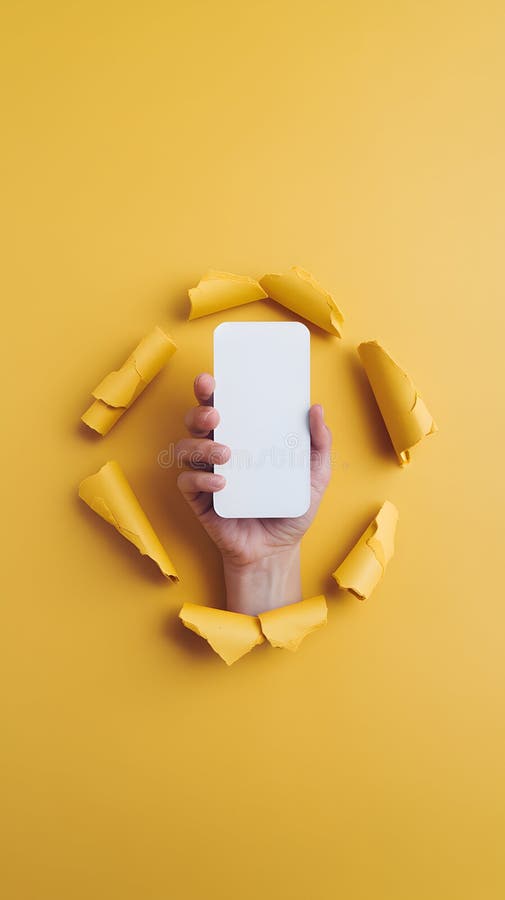 A Vibrant Yellow Background with a Hand Breaking through, Holding a ...