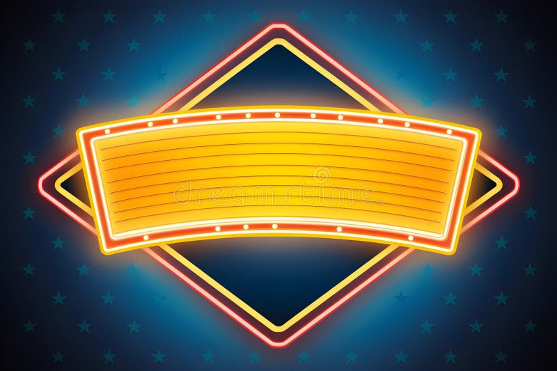 Vibrant Yellow Banner with Red Outline, Diamond Frame, Deep Blue Starry ...