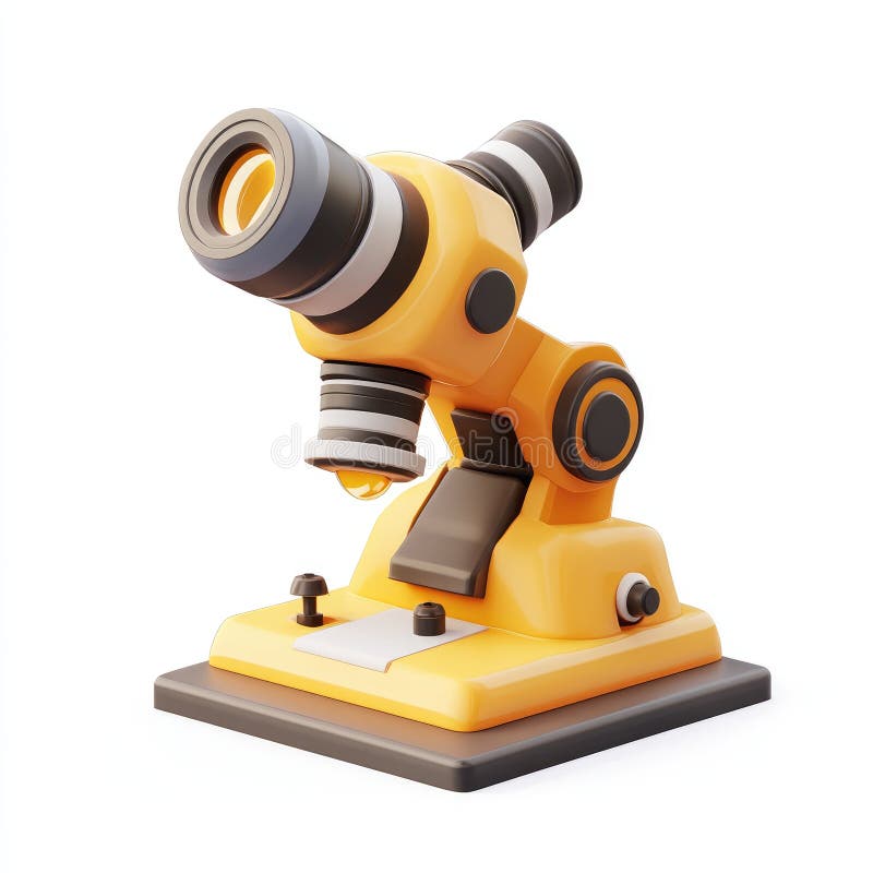 **Title:** Modern Yellow Microscope: Detailed 3D Render of a Stylish ...