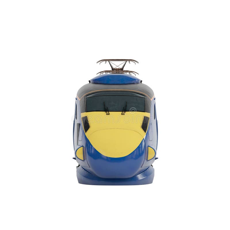 Vibrant Yellow and Blue Train Model Isolated on a White Background ...