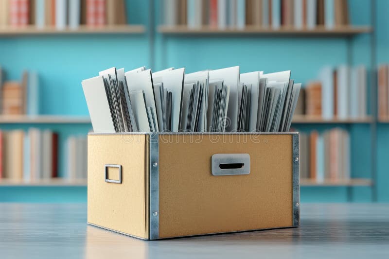 Organizing Documents in a Yellow Box Office Stock Photo Indoor Close-up ...