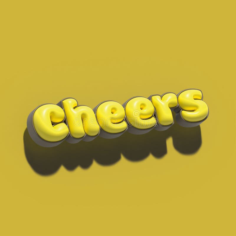 Bright Yellow Cheers Text with a Playful 3D Effect on a Soft Yellow ...