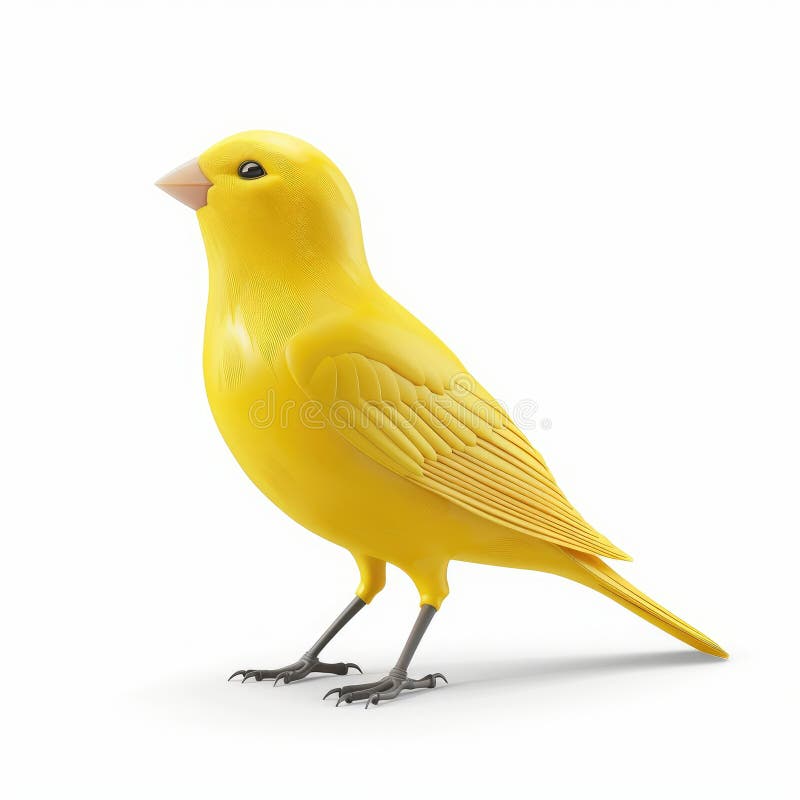 Vibrant Yellow Canary Bird on White Background, 3D Render Stock ...