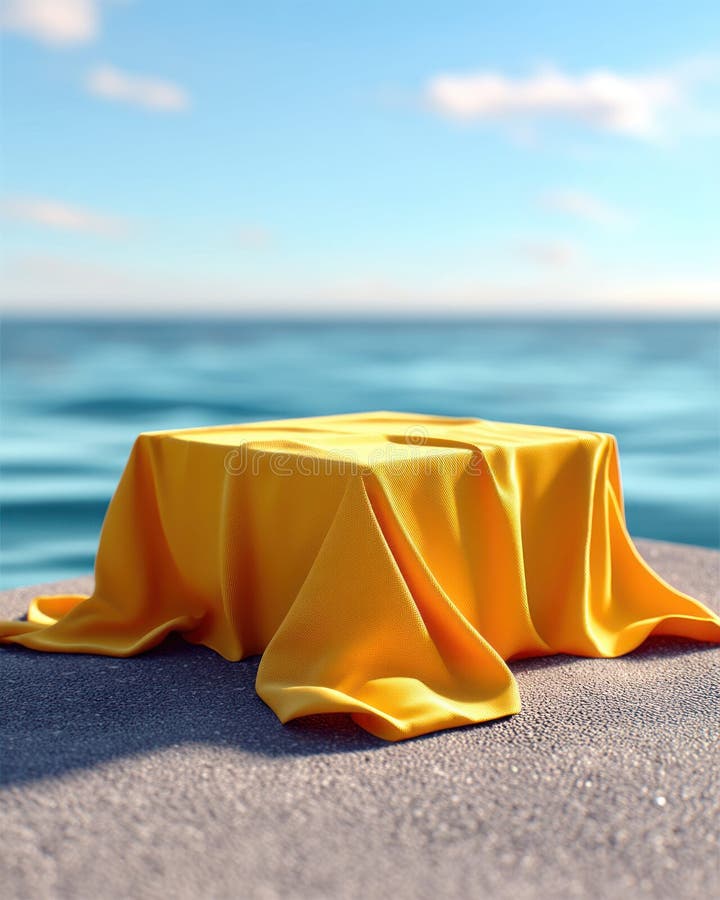 A Vibrant Yellow Cloth Elegantly Draped Over a Square Table with a ...